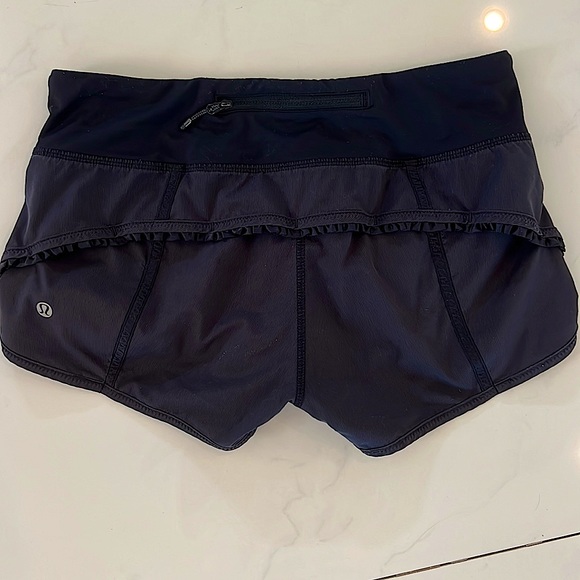 lululemon athletica | Shorts | Lululemon Black Ruffle Speed Shorts ...